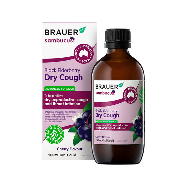 Dry Cough Advanced Sambucus Black Elderberry 200ml Brauer – Broome ...